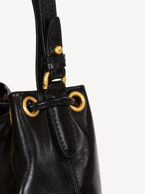 Balmain Mini Pulse Bucket Bag In Smooth Leather - Black