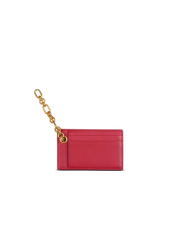 Balmain Pulse Card Holder In Smooth Leather - Red