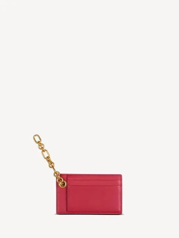 Balmain Pulse Card Holder In Smooth Leather - Red