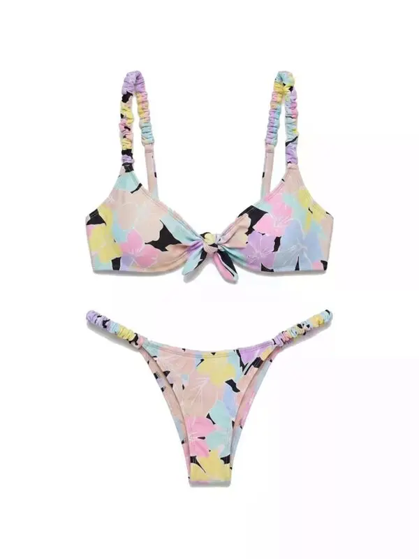 REINA OLGA Luca Floral-print Bikini - Neutrals