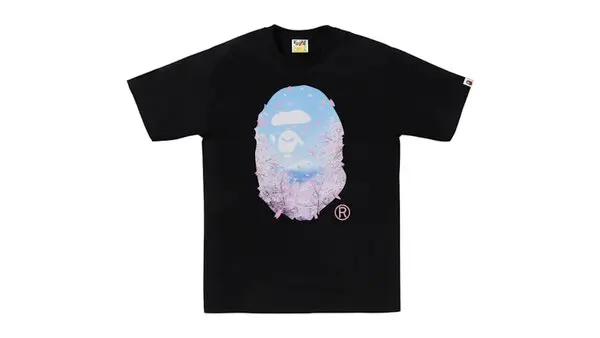 A BATHING APE Sakura Photo Ape Head Tee Shirt - Black