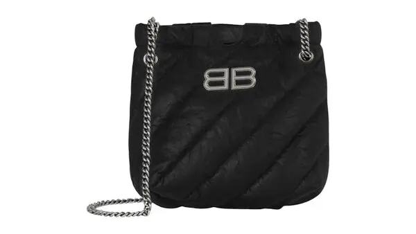 Balenciaga Quilted Tote Bag With Chain Strap - Black