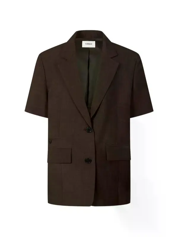 STUDIO TOMBOY Oversized Notched Lapel Short Sleeve Jacket