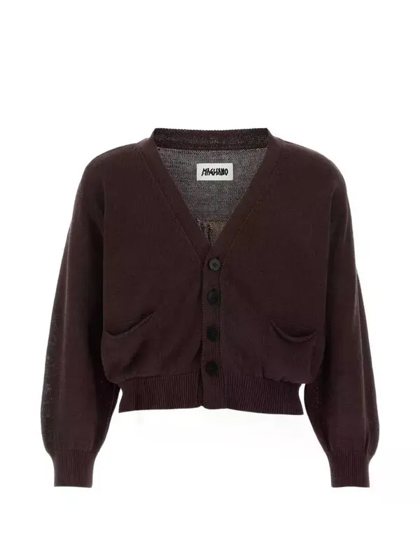 MAGLIANO Logo Intarsia Cotton Cardigan - Brown