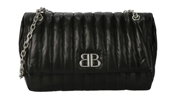 Balenciaga Monaco Medium Quilted Chain Bag - Black