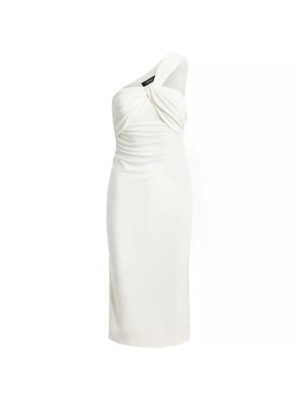 Ralph Lauren One-shoulder Midi Dress With Twist-front Accent - Neutrals