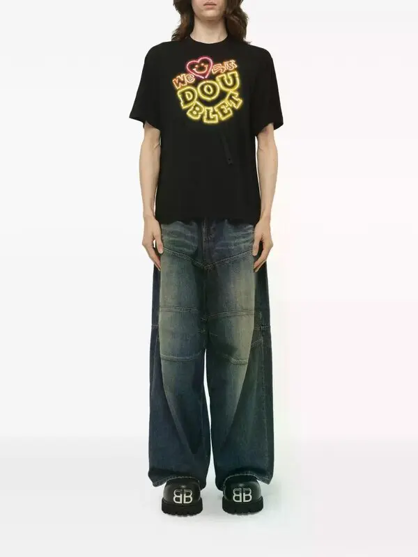 DOUBLET Neon-paint T-shirt - Black