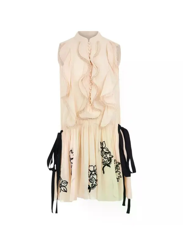Chloé Ruffled Silk Dress - Neutrals