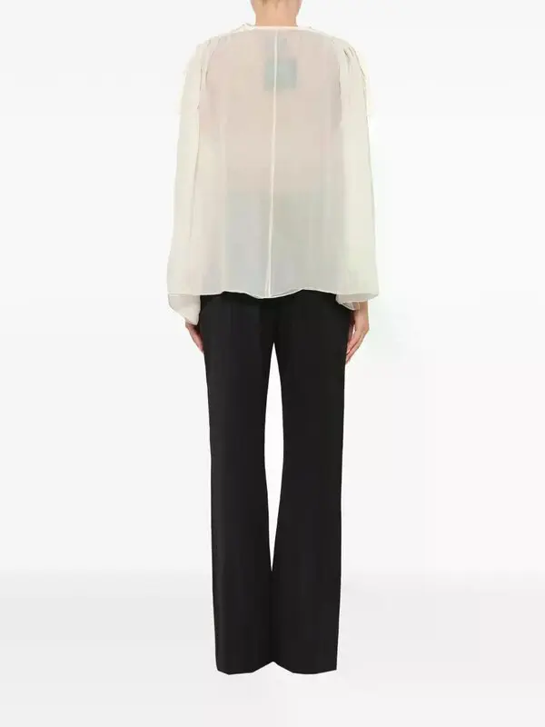 LANVIN Sheer Tassel Detail Blouse - White