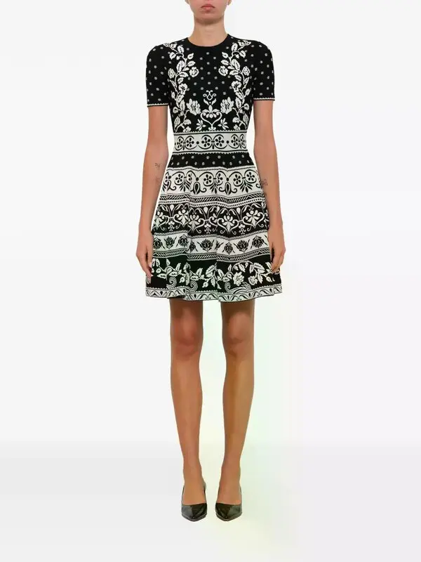 Alexander McQueen Floral-print Mini Dress - Black
