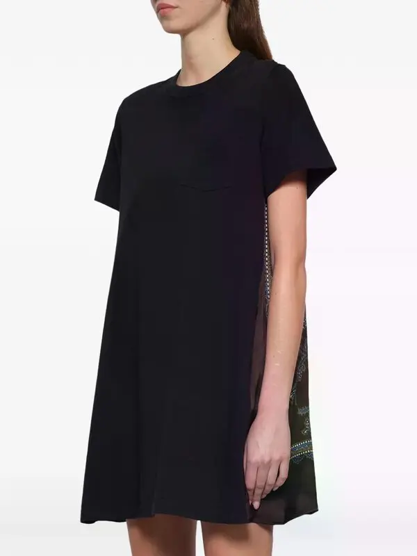 Sacai Paisley-print Paneled Mini Dress