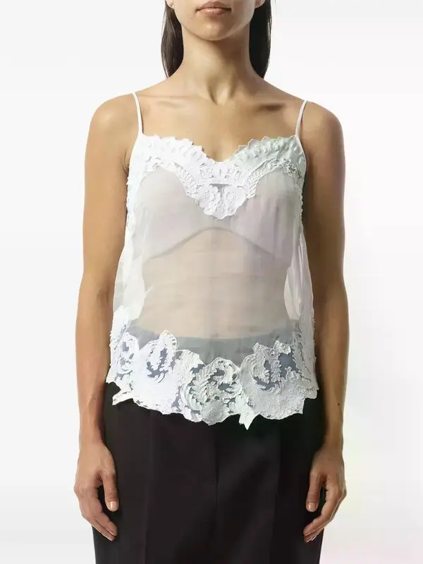 Givenchy Sheer Lace-trimmed V-neck Top