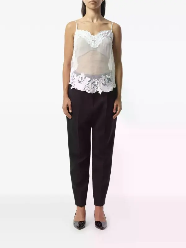 Givenchy Sheer Lace-trimmed V-neck Top