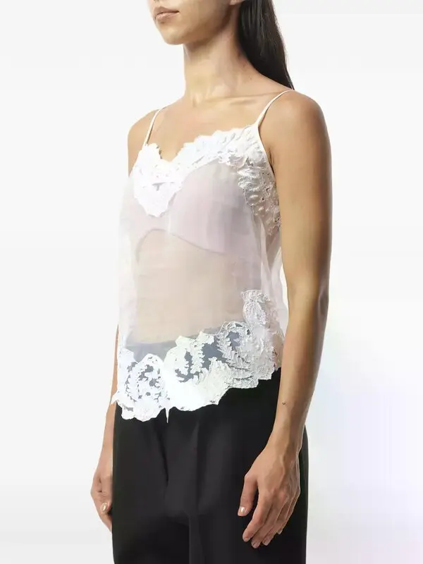 Givenchy Sheer Lace-trimmed V-neck Top