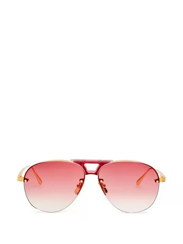 Linda Farrow Pilot Frame Sunglasses - Gold