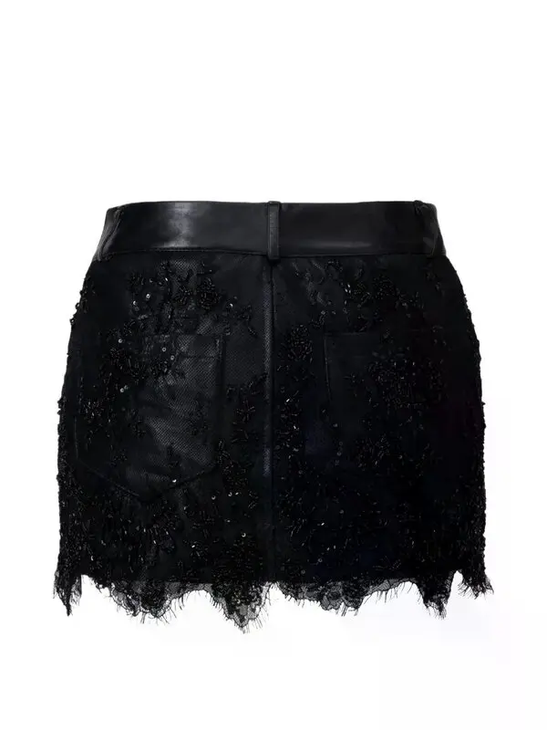 ALMAZ Sequin-embellished Lace Mini Skirt - Black