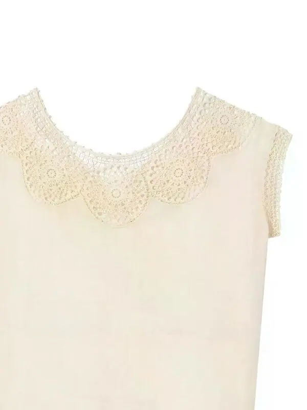 NILI LOTAN Caila Crochet-trim Top - Neutrals