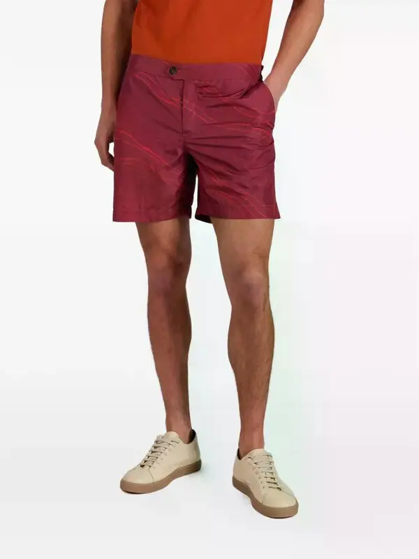SLOWEAR Swim Shorts With Abstract Pattern And Button Fastening