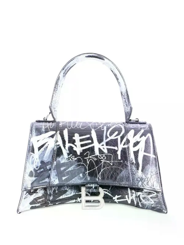 Balenciaga Graffiti Hourglass Top Handle Bag - Black