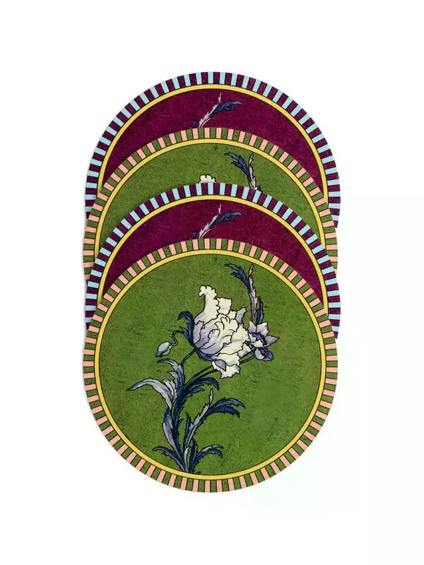La DoubleJ Nymph Bloom Floral-print Coasters - Green