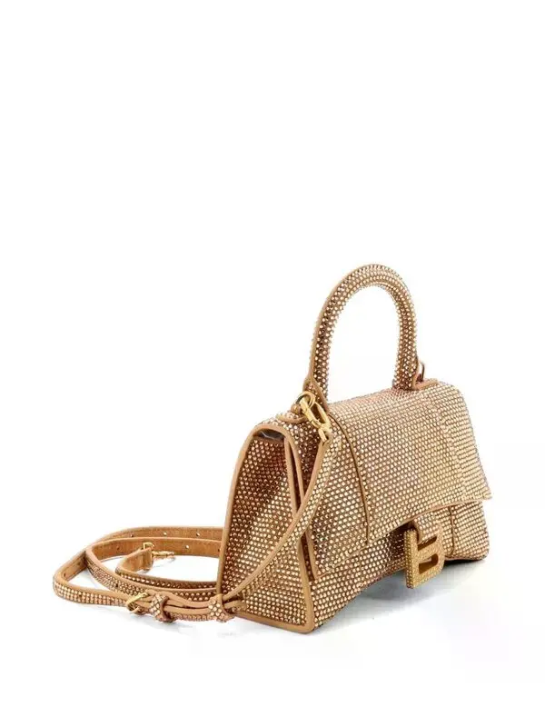 Balenciaga Hourglass Top Handle Bag Suede With Crystals Xs Crossbody Bag