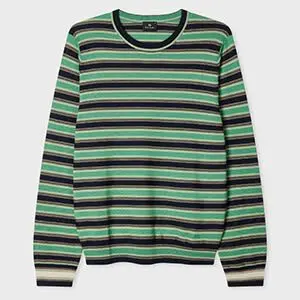Paul Smith Navy And Stripe Merino Wool Sweater - Green