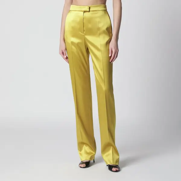 Valentino Garavani High-waisted Silk Blend Trousers - Yellow