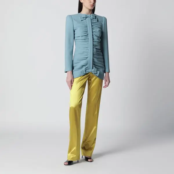 Valentino Garavani High-waisted Silk Blend Trousers - Yellow