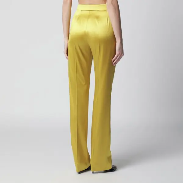 Valentino Garavani High-waisted Silk Blend Trousers - Yellow