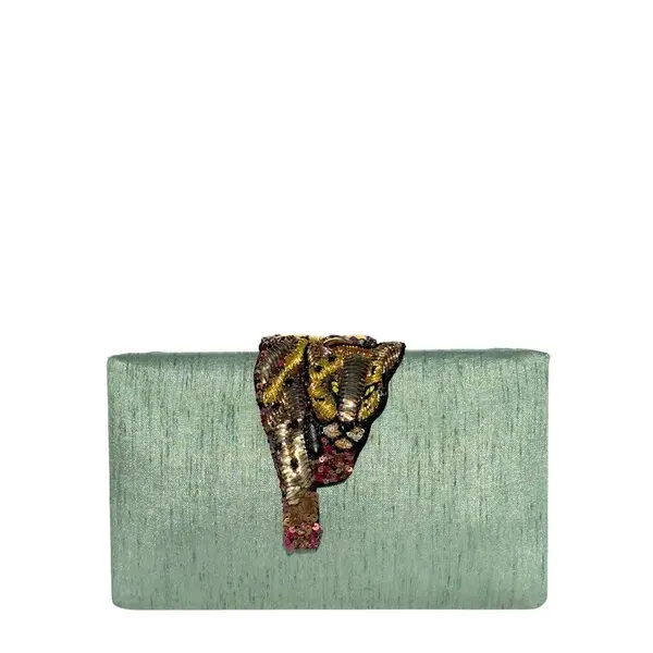 SIMITRI Sage Raaka Clutch - Green/gold