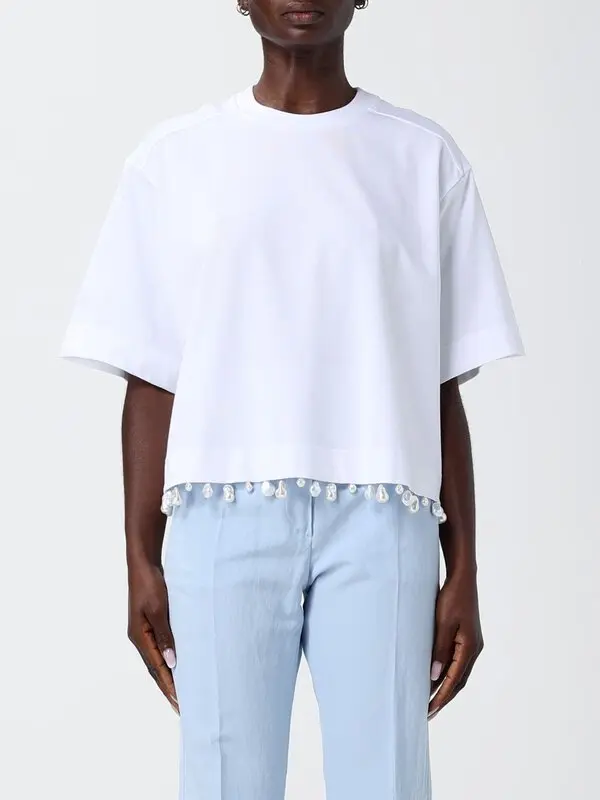 Sportmax Embellished Cotton T-shirt - White