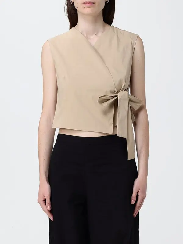 Liviana Conti Sleeveless Wrap Waistcoat - Cream