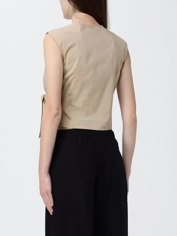 Liviana Conti Sleeveless Wrap Waistcoat - Cream