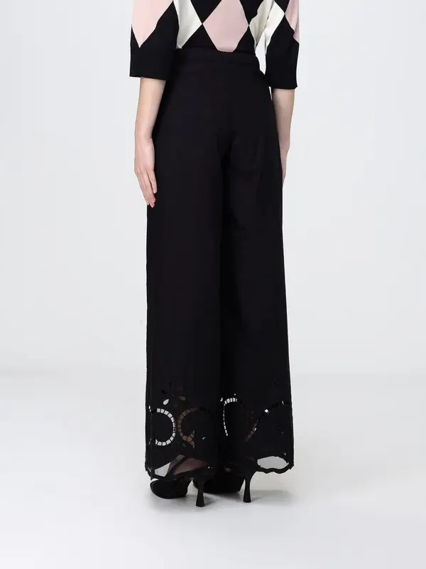 Liviana Conti Tailored Wide Leg Pants With Embroidered Detail