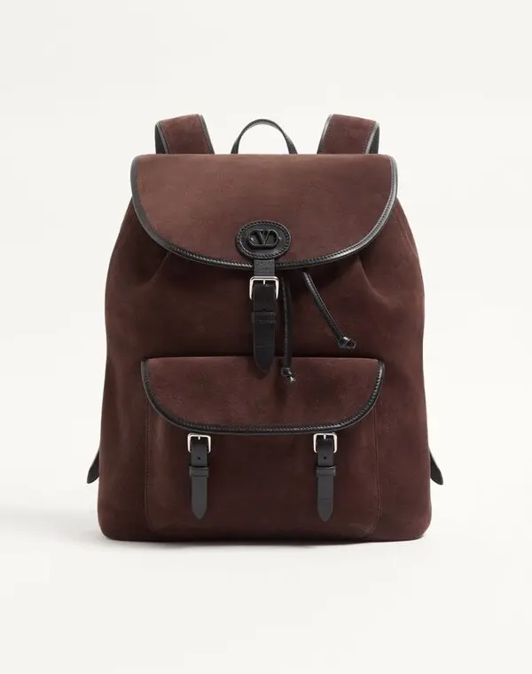 Valentino Garavani Antibes Suede Backpack - Ebony