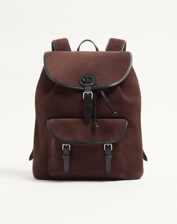 Valentino Garavani Antibes Suede Backpack - Ebony