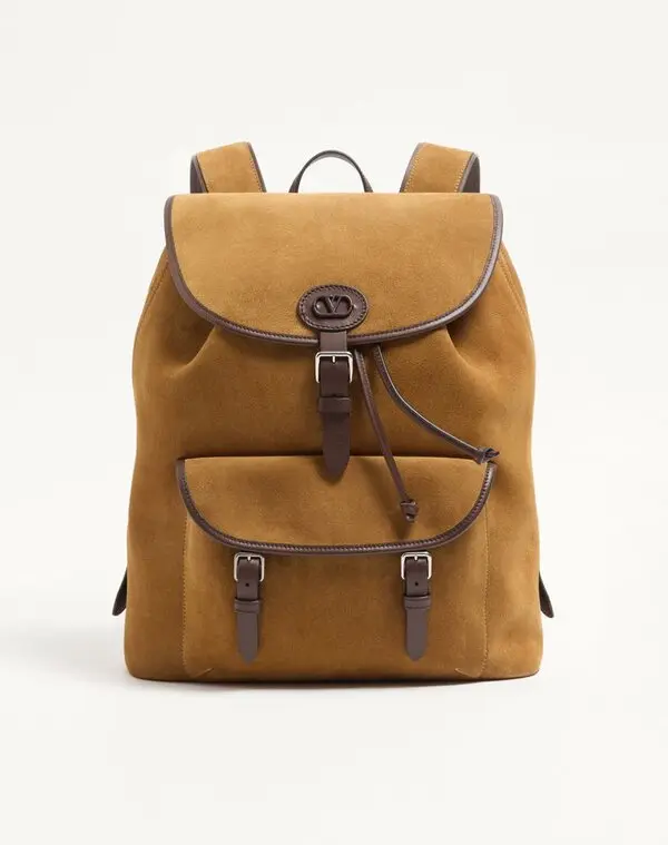 Valentino Garavani Antibes Suede Backpack - Havana Beige