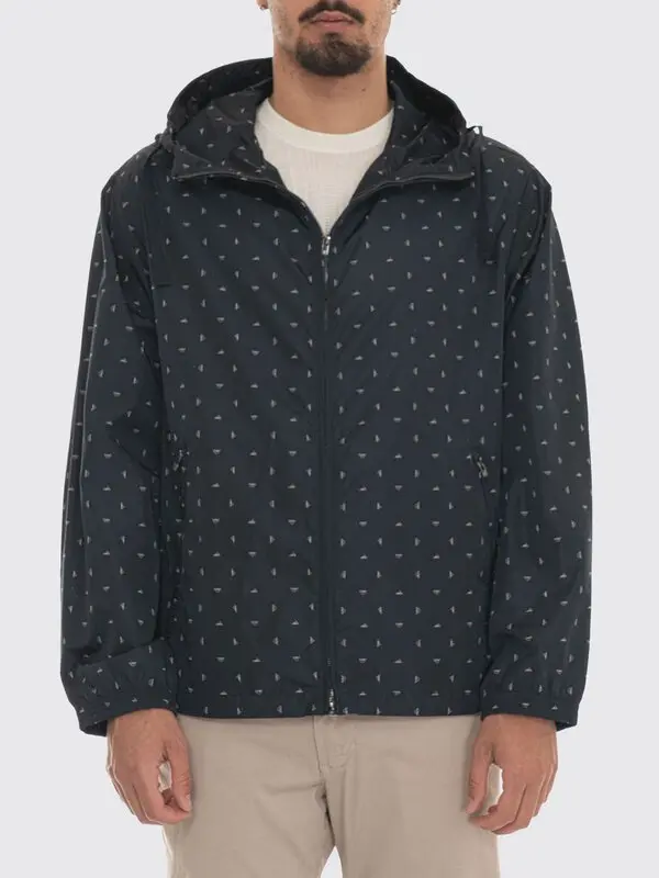 Emporio Armani Printed Jacket With Hood - Blue