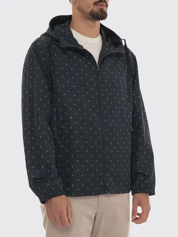Emporio Armani Printed Jacket With Hood - Blue