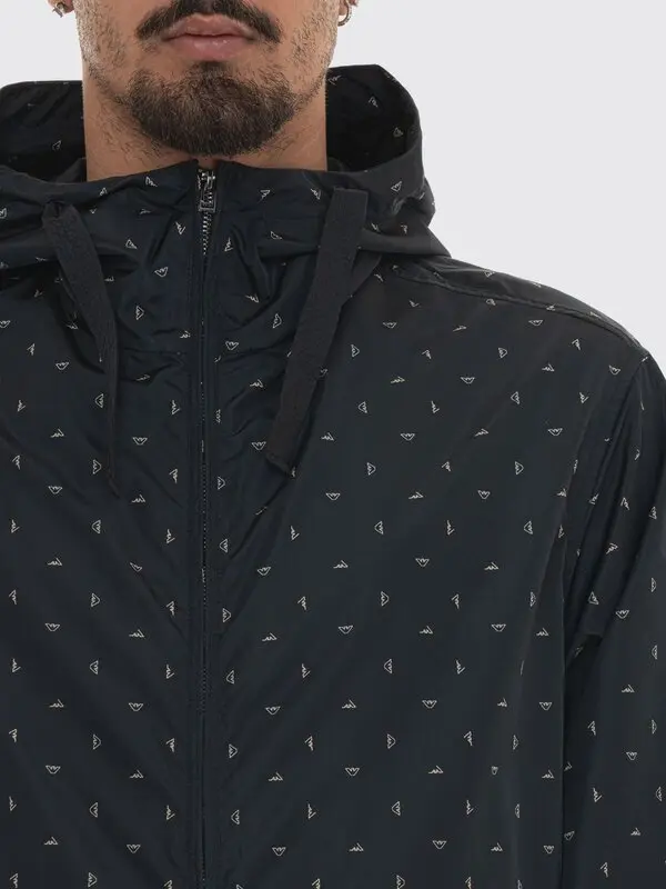 Emporio Armani Printed Jacket With Hood - Blue