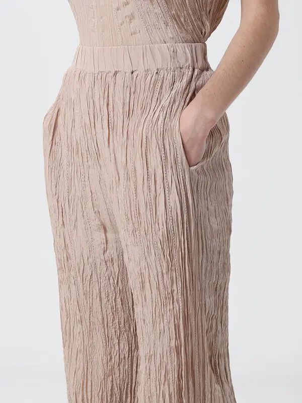 ALYSI Crinkled Satin High-waisted Trousers