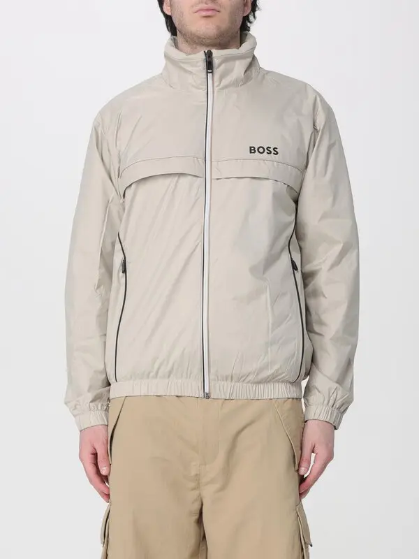 BOSS Polyester Logo Windbreaker Jacket - Sand