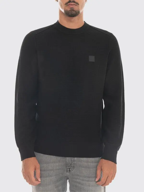 BOSS Cotton & Cashmere Crew-neck Sweater - Black