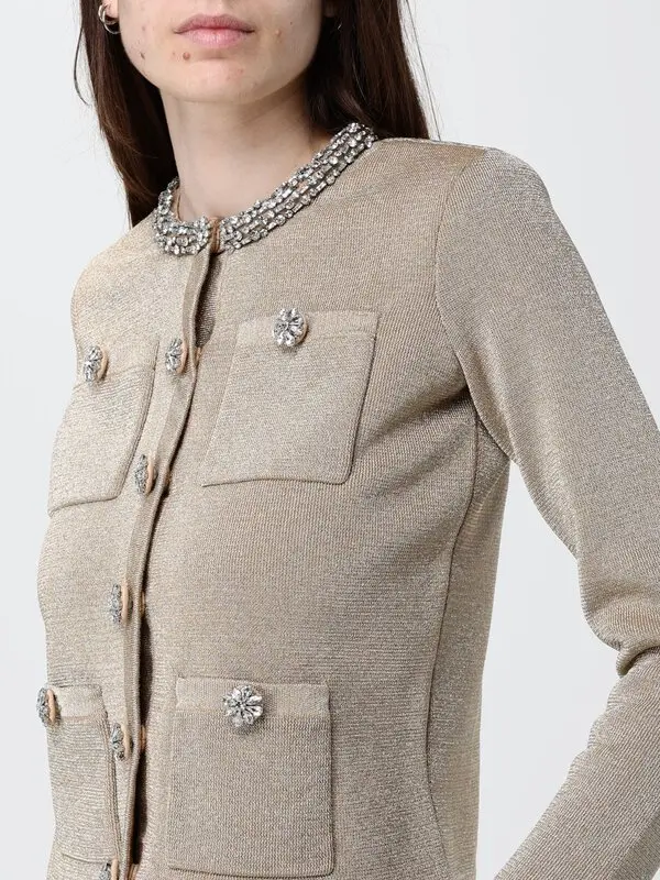 SELF-PORTRAIT Lurex Cardigan With Crystal Embellishments