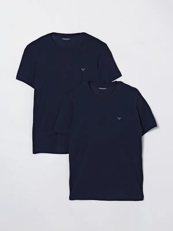 Emporio Armani Set Of 2 T-shirts In Cotton Jersey - Blue