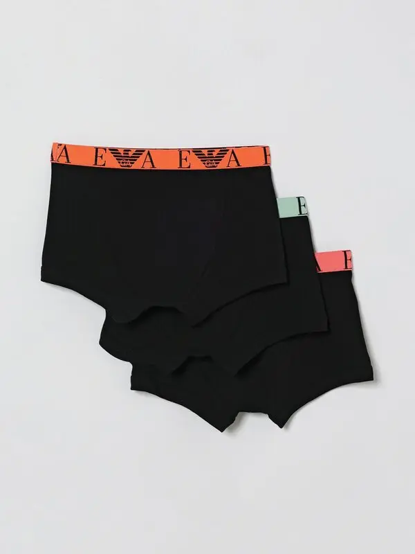 Emporio Armani Set Of 3 Boxer Briefs In Stretch Cotton With Jacquard Logo