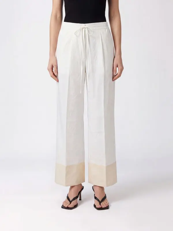 TOTEME High-waisted Viscose Palazzo Trousers With Drawstring - White