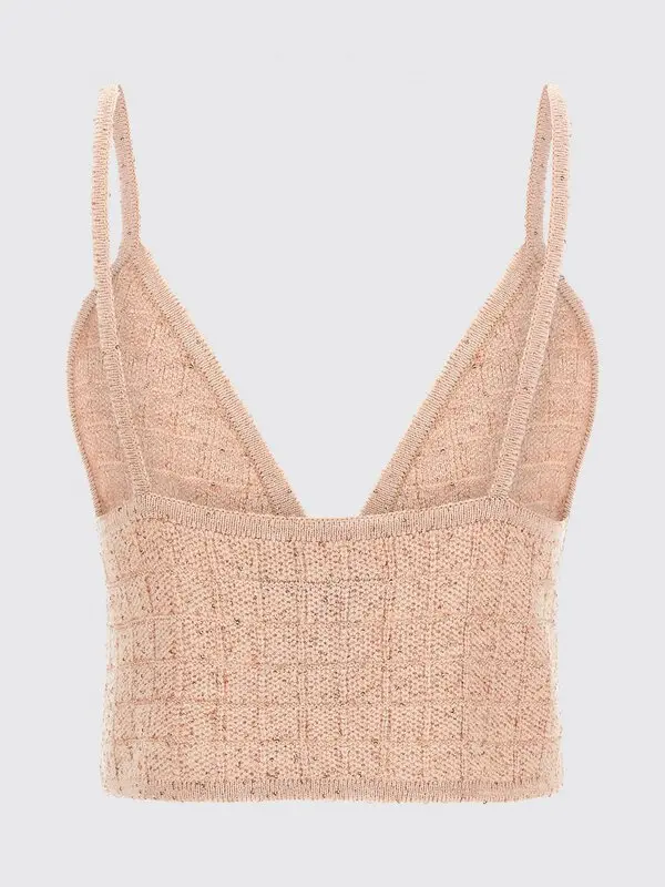 Alessandra Rich Slim Fit V-neck Knit Top With Thin Straps - Pink