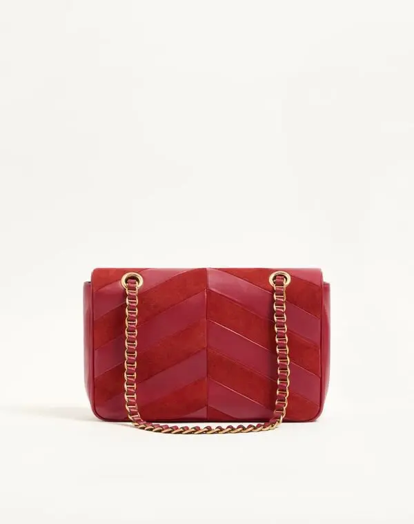 Valentino Garavani Djuna Medium Chain Bag In Suede And Nappa - Red