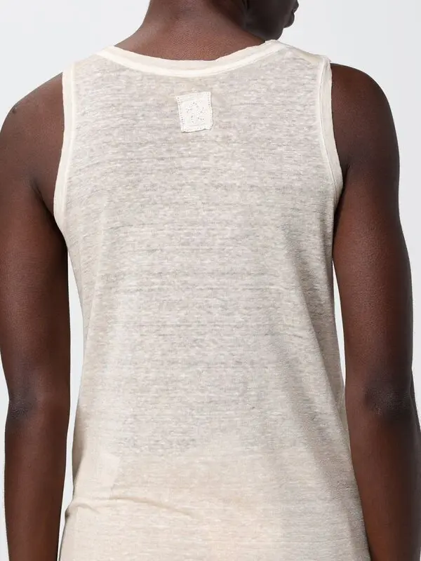 120% Lino Sleeveless U-neck Top - Ecru